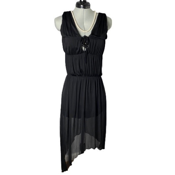Dresses | Shear Black Grecian Style Sleeveless High Low Dress Keyhole ...